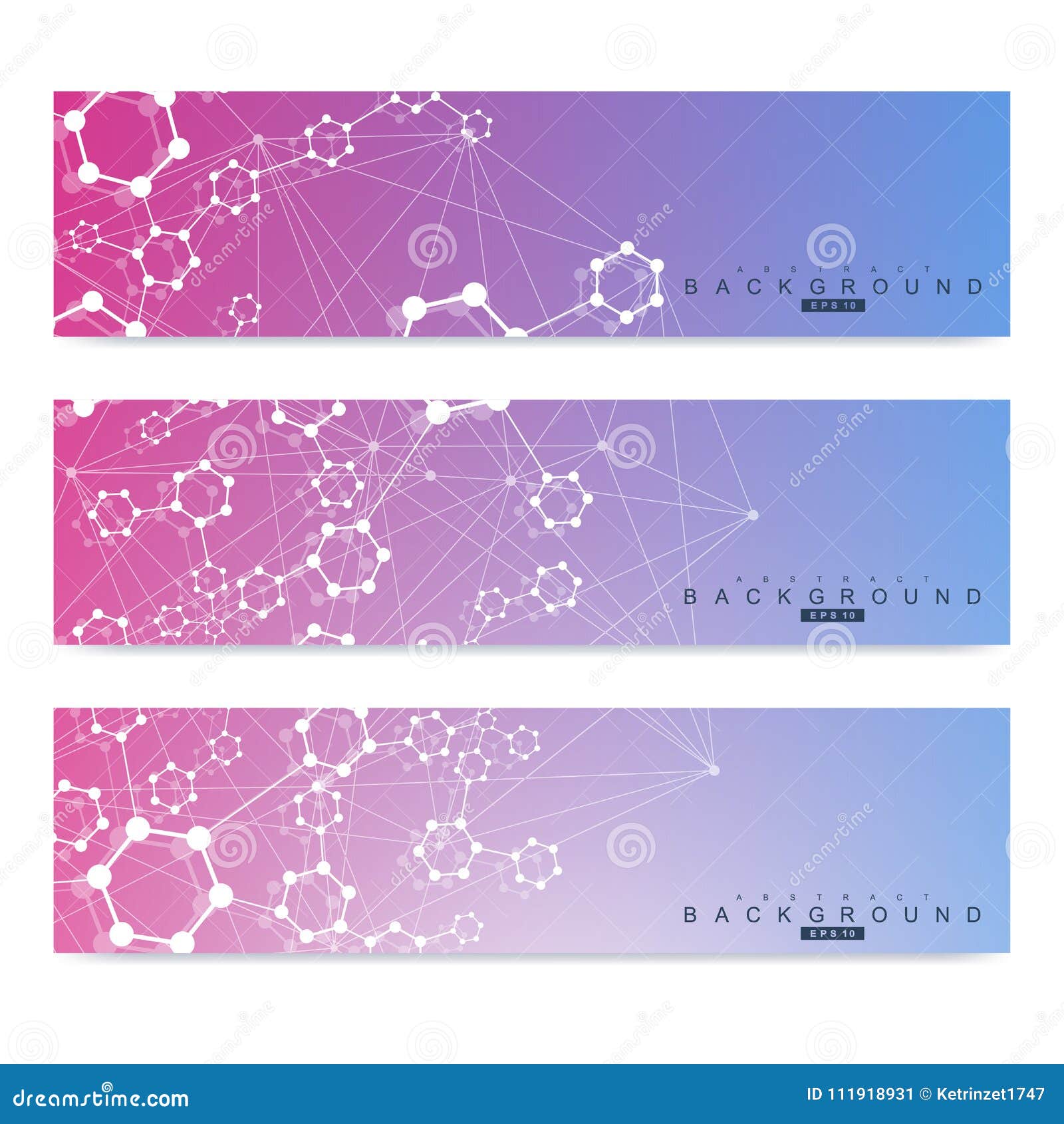 Scientific Set Of Modern Vector Banners. DNA Molecule Structure With ...