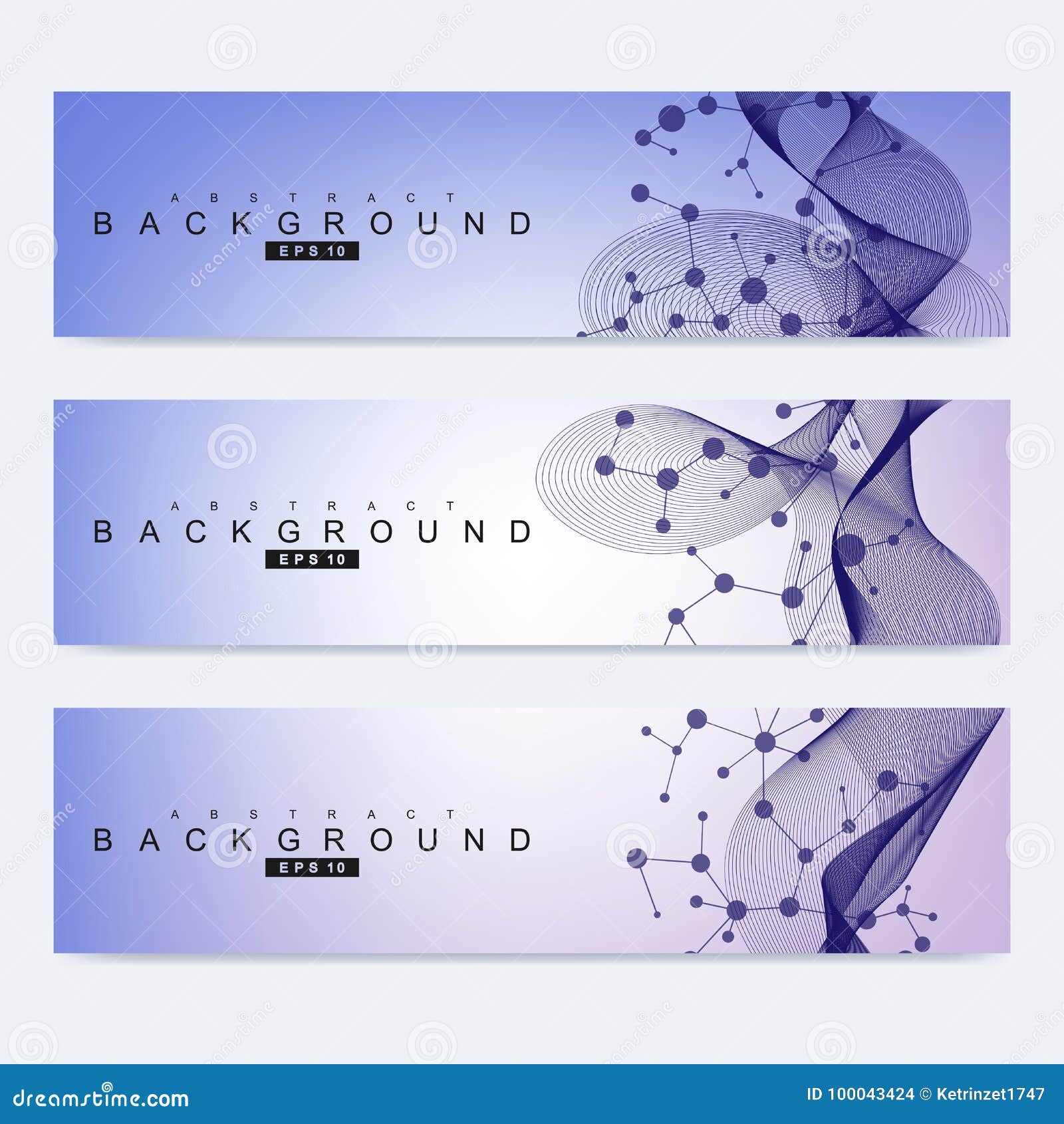 Scientific Set of Modern Vector Banners. DNA Molecule Structure with ...