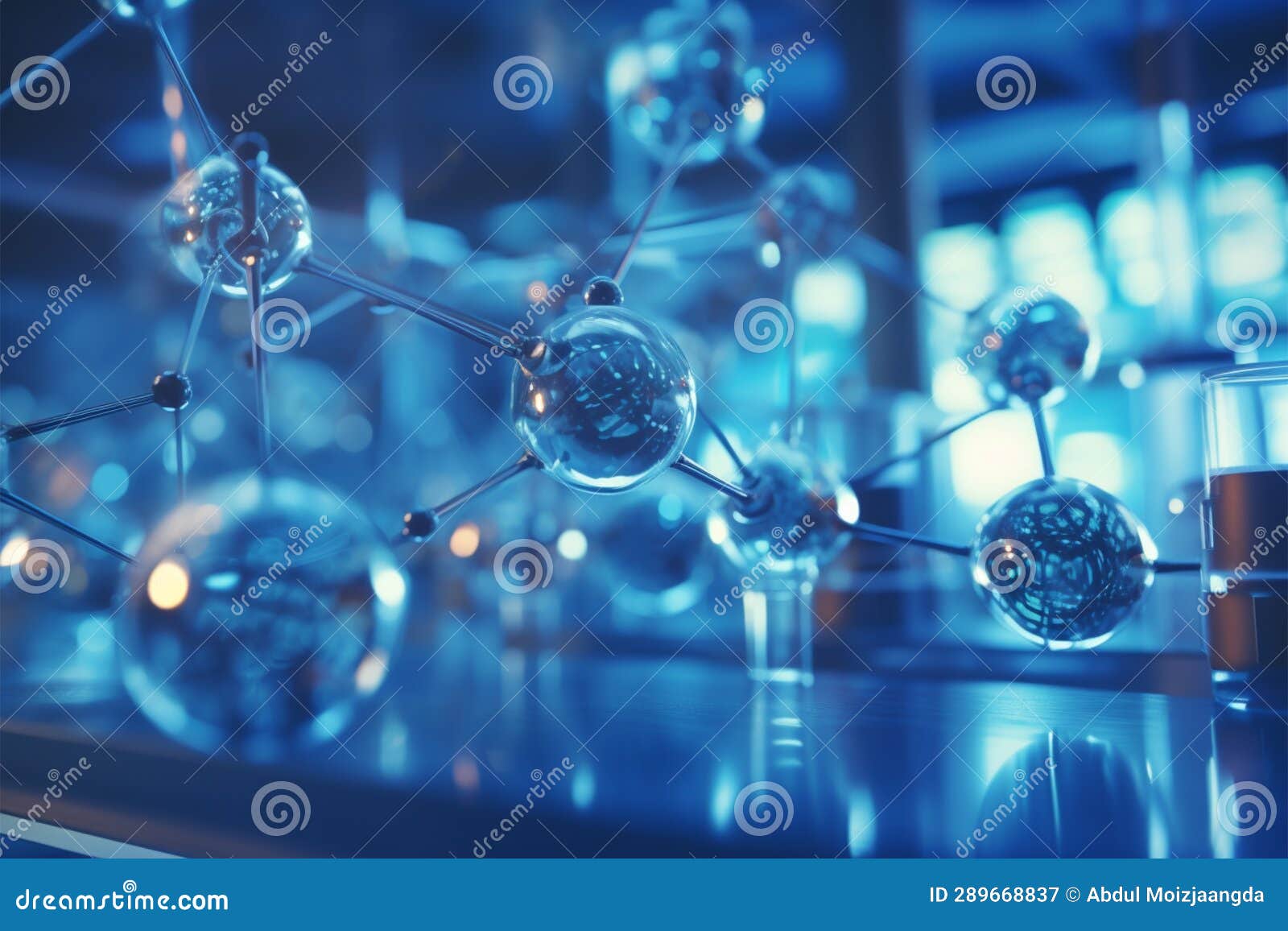 A Scientific Setting with a Blurred Lab and an Intense Microscope Stock ...