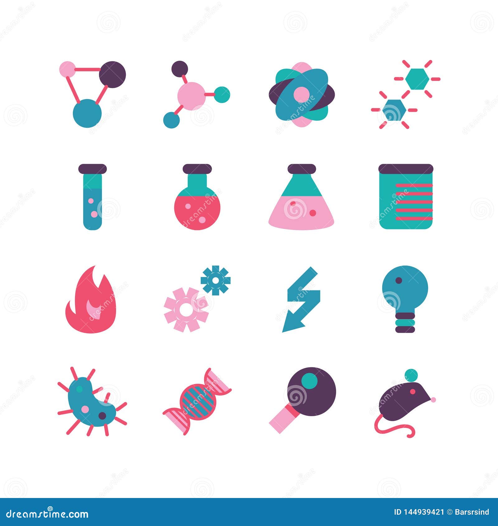 Scientific Study Flat Icon Set Stock Vector - Illustration of drawing ...