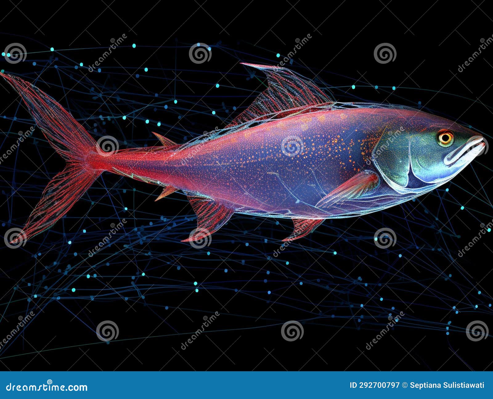Big Data of Marine Fish in Word, Generated AI Stock Illustration ...