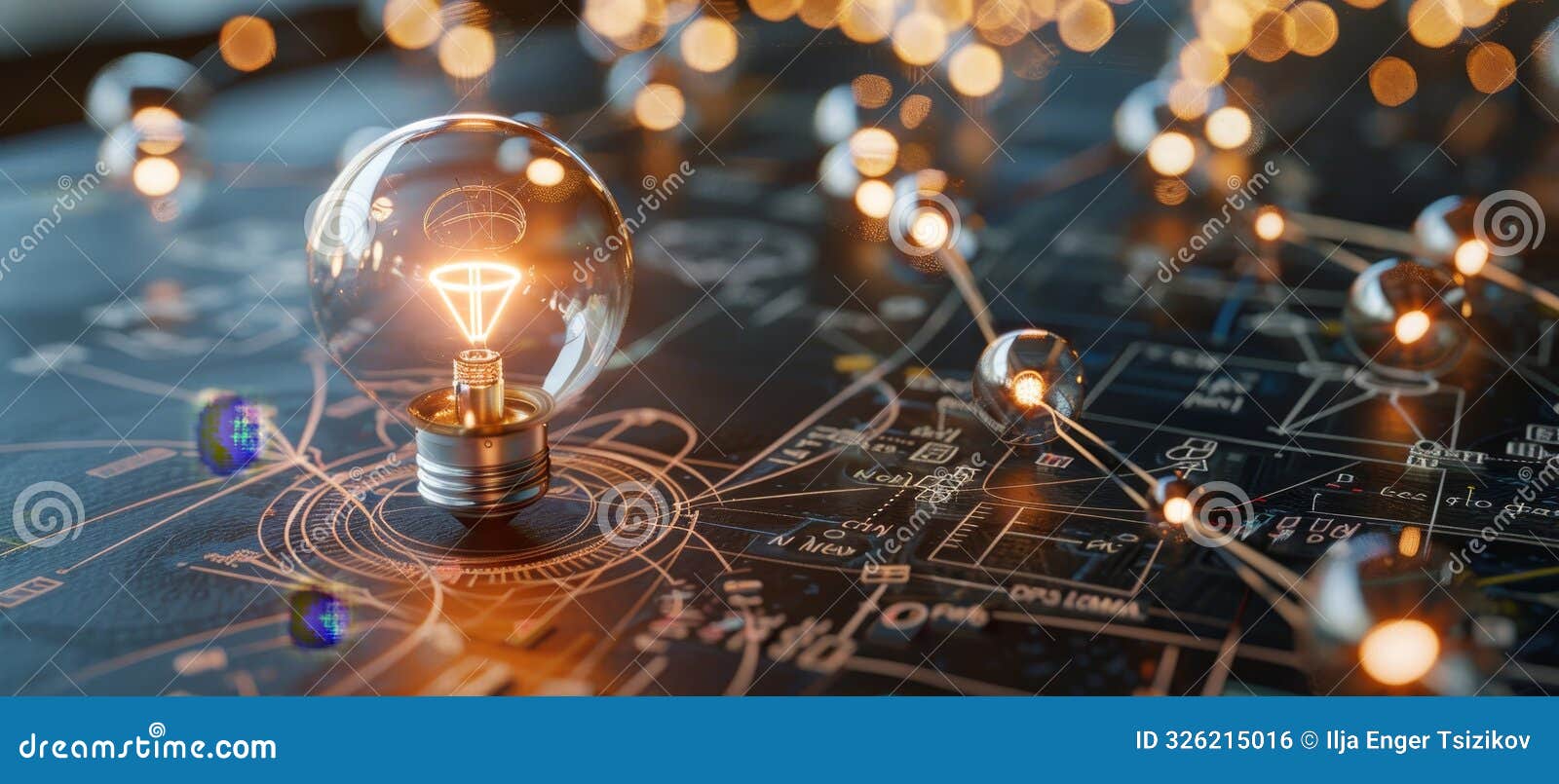 Scientific Thought Glowing Lamp Amid Physical and Math Formulas for ...