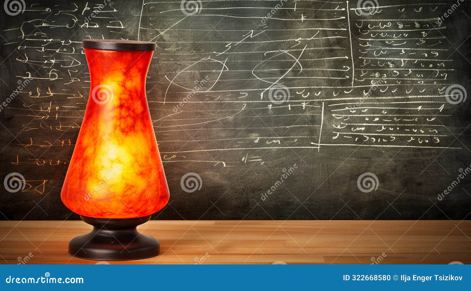 Scientific Thought Glowing Lamp among Physical and Math Formulas ...