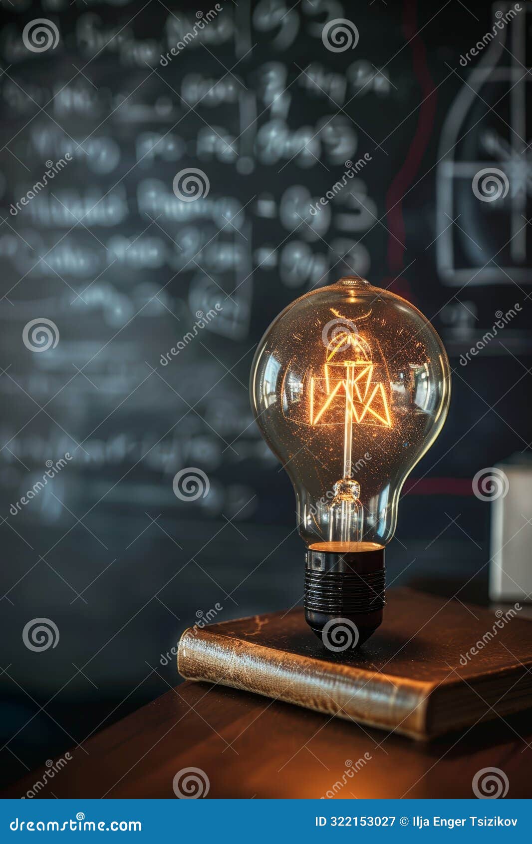 Scientific Thought Symbolized by Glowing Lamp Amid Physical and ...