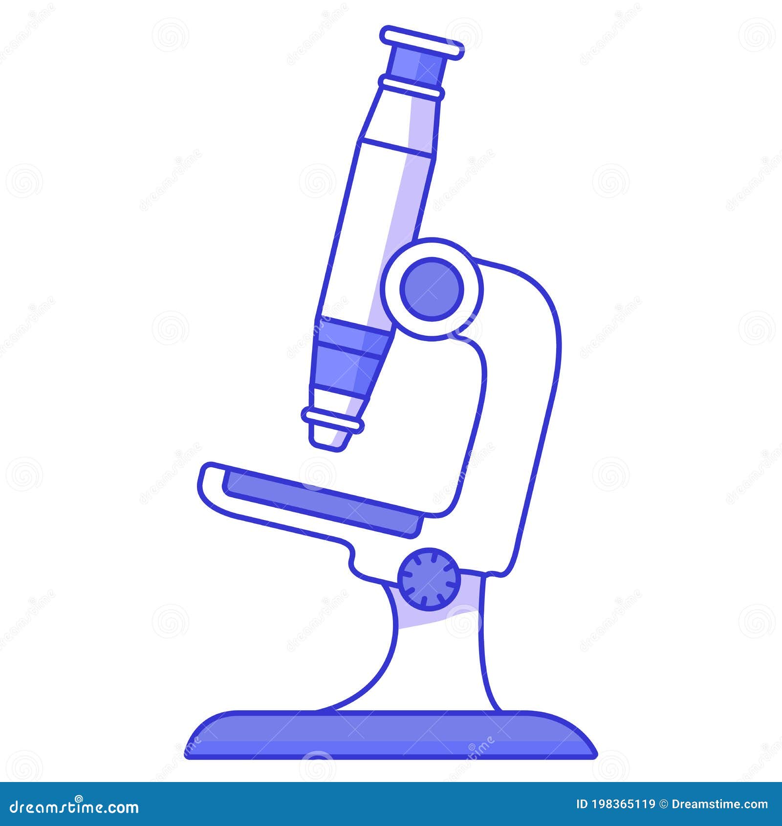 Microscope Icon.Isolated Flat Line Art Blue Vector. Stock Vector ...