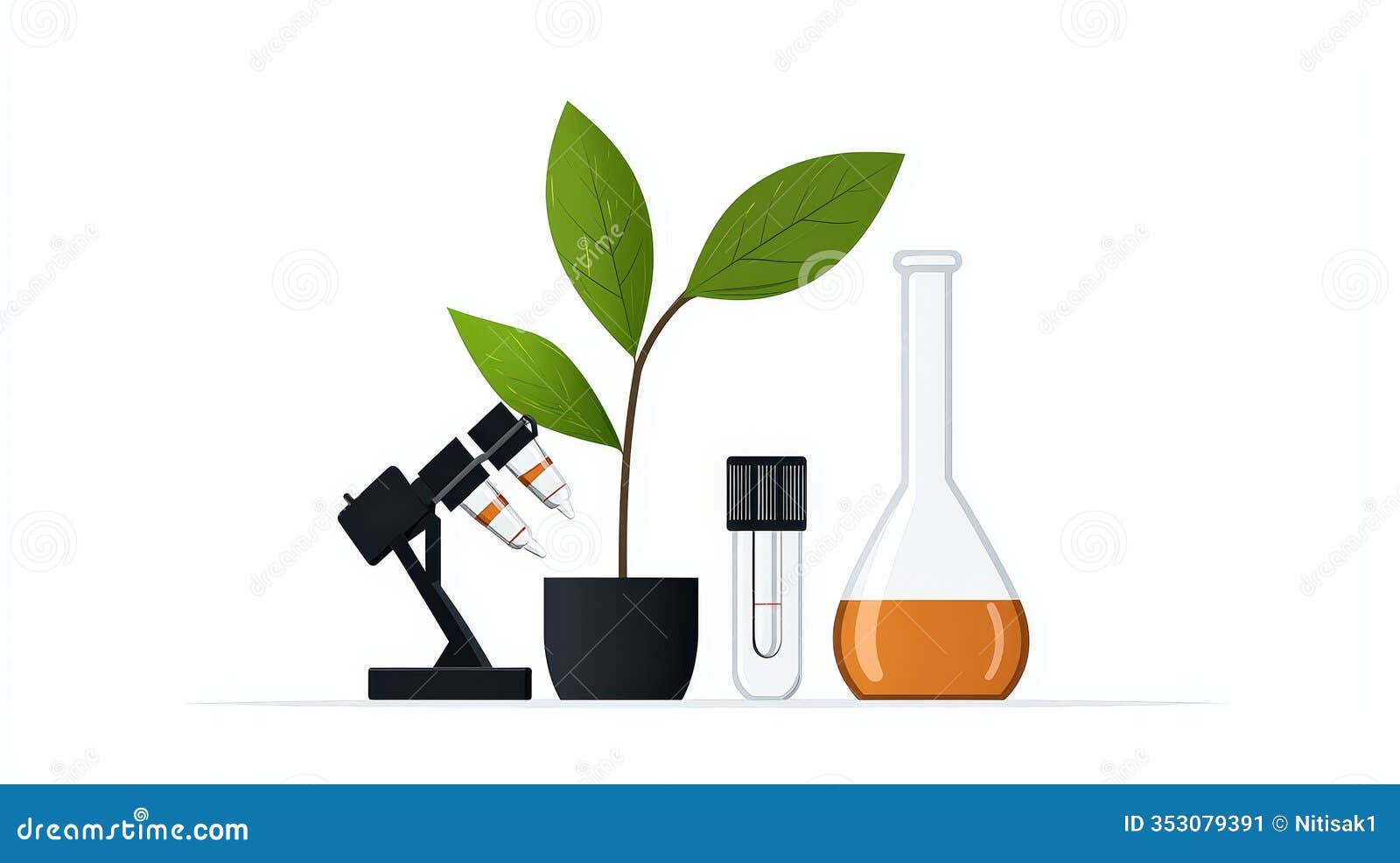 Scientific Tools with Plant on White Background Stock Illustration ...
