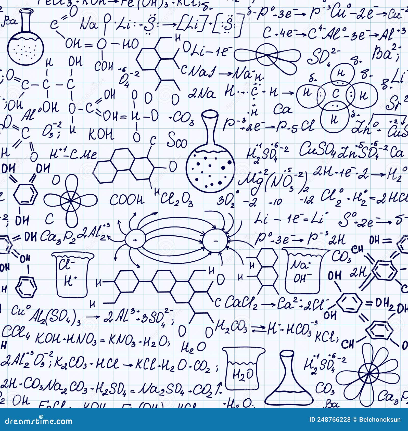 Scientific Vector Endless Texture with Chemical Formulas, Equations ...