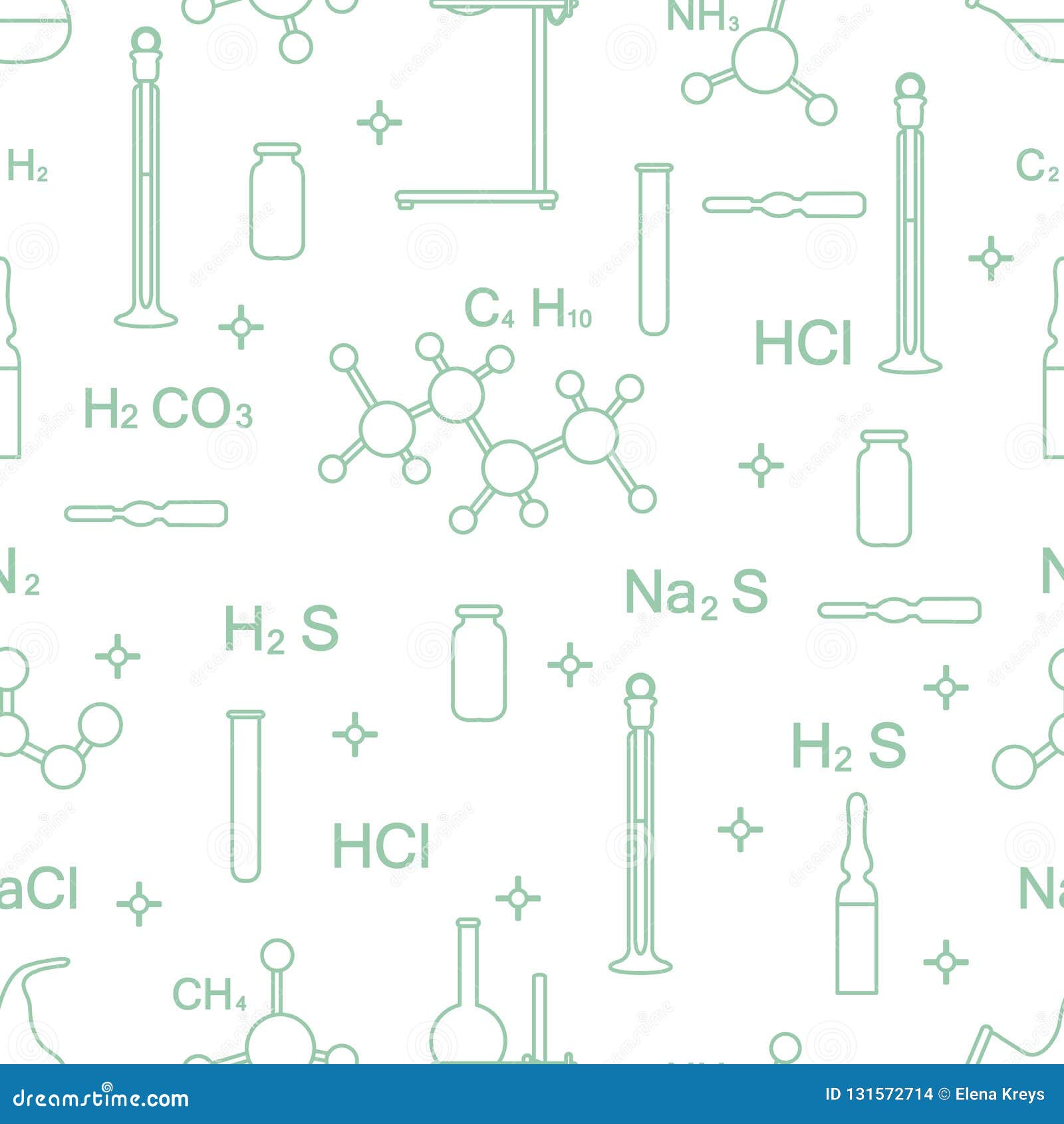 Scientific Vector Seamless Pattern with Flasks, Test Tubes, Beakers ...