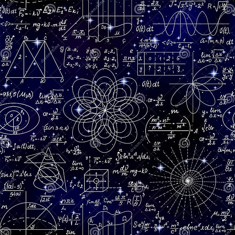 Scientific Vector Seamless Pattern with Handwritten Atom Formulas ...