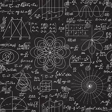 Scientific Vector Seamless Pattern with Math Equations, Calculations ...