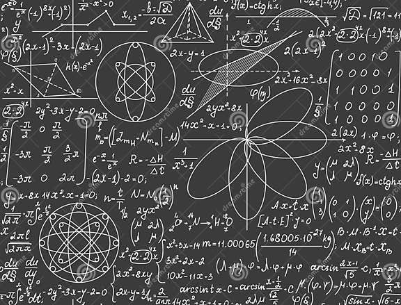 Scientific Vector Seamless Pattern with Math Plots, Formulas and ...