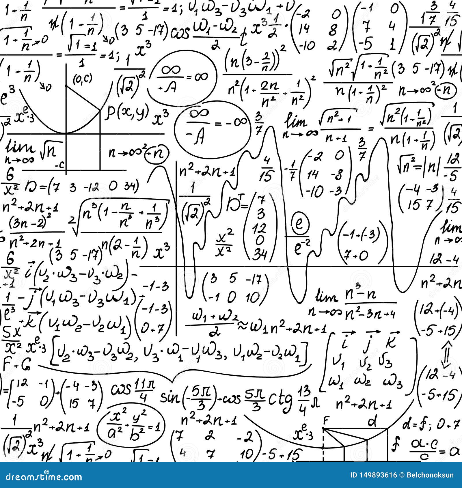 Scientific Vector Seamless Pattern with Mathematical Handwritten ... Scientific Vector Seamless Pattern with Mathematical Handwritten ...