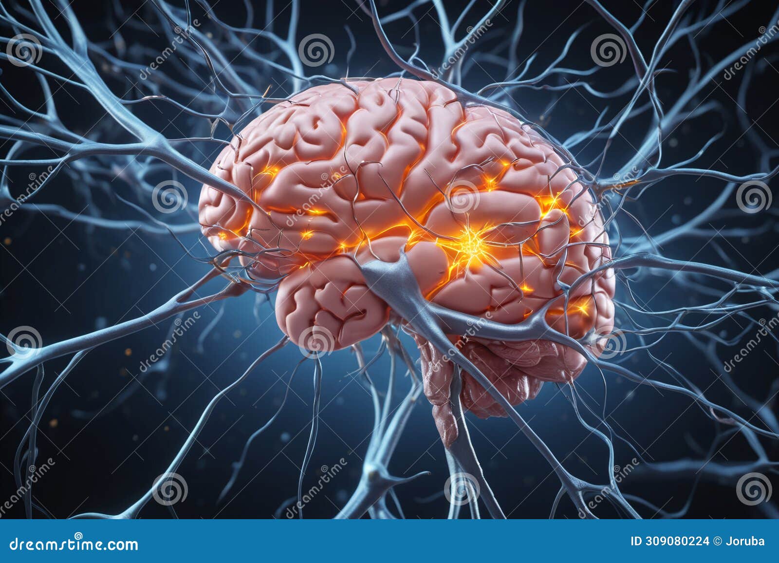 Scientifical Illustration of Human Brain Stock Illustration ...
