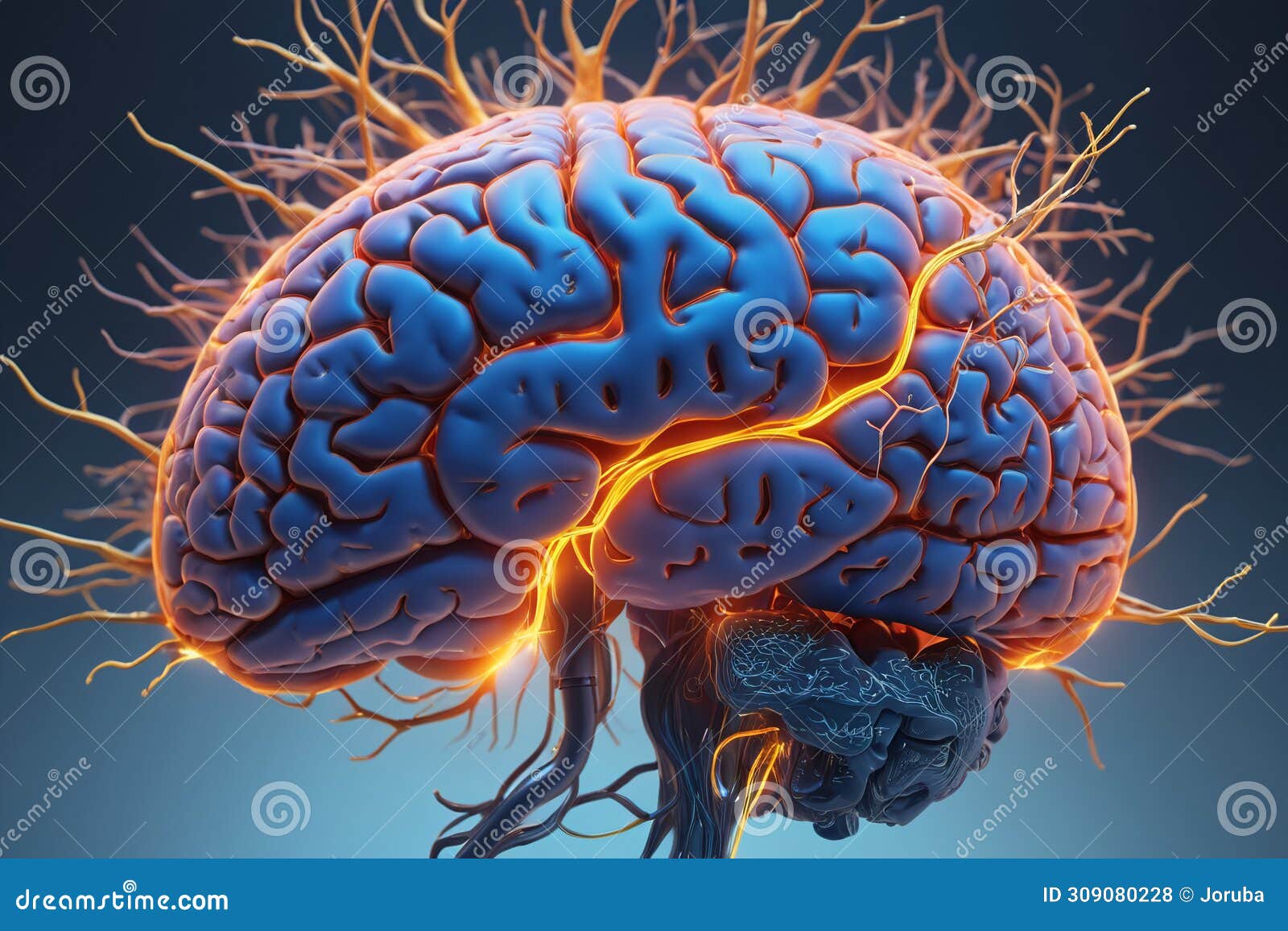 Scientifical Illustration of Human Brain Stock Illustration ...