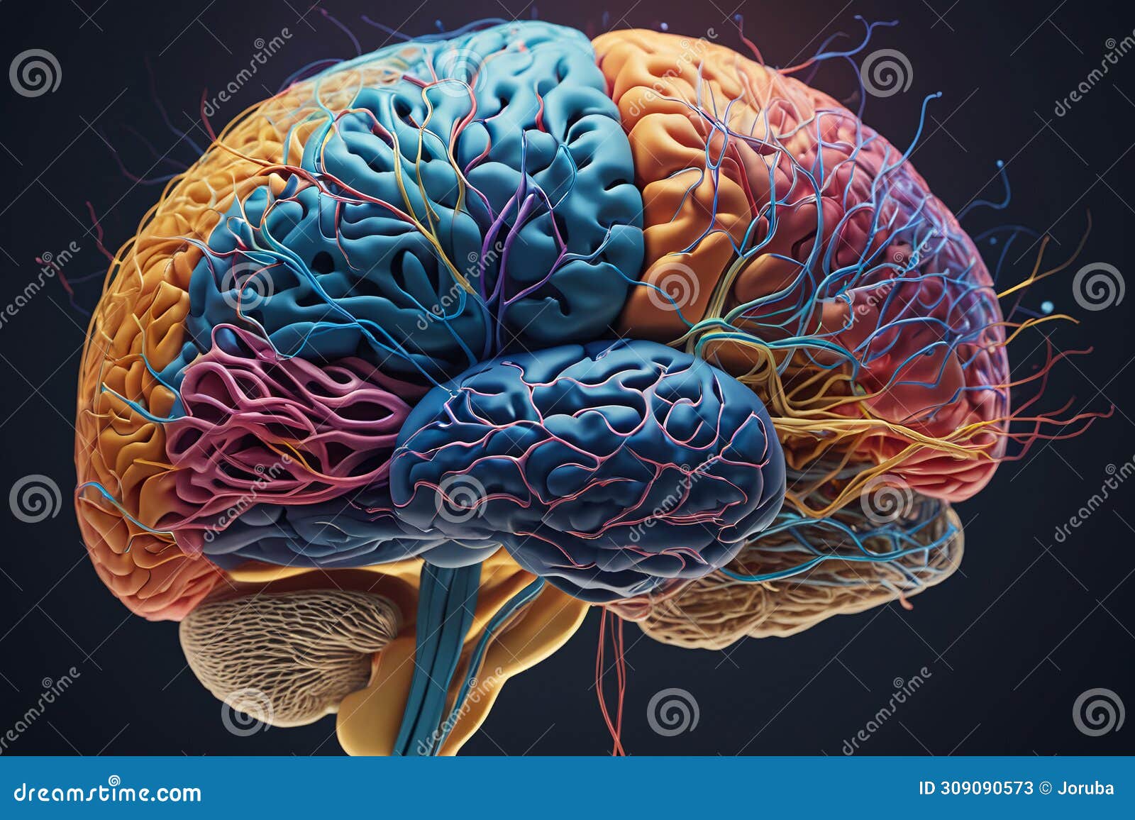 Scientifical Illustration of Human Brain Stock Illustration ...
