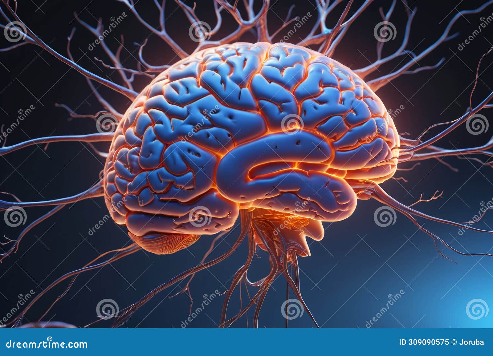 Scientifical Illustration of Human Brain Stock Illustration ...