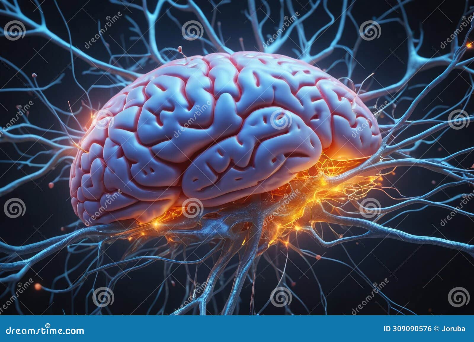 Scientifical Illustration of Human Brain Stock Illustration ...