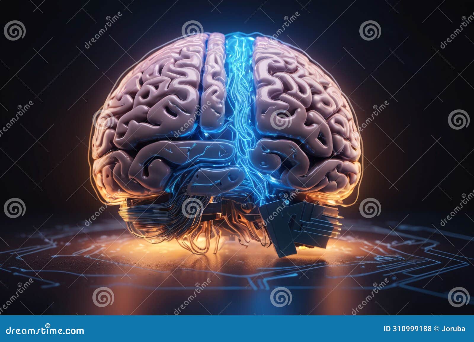 Scientifical Illustration of Human Brain Stock Illustration ...