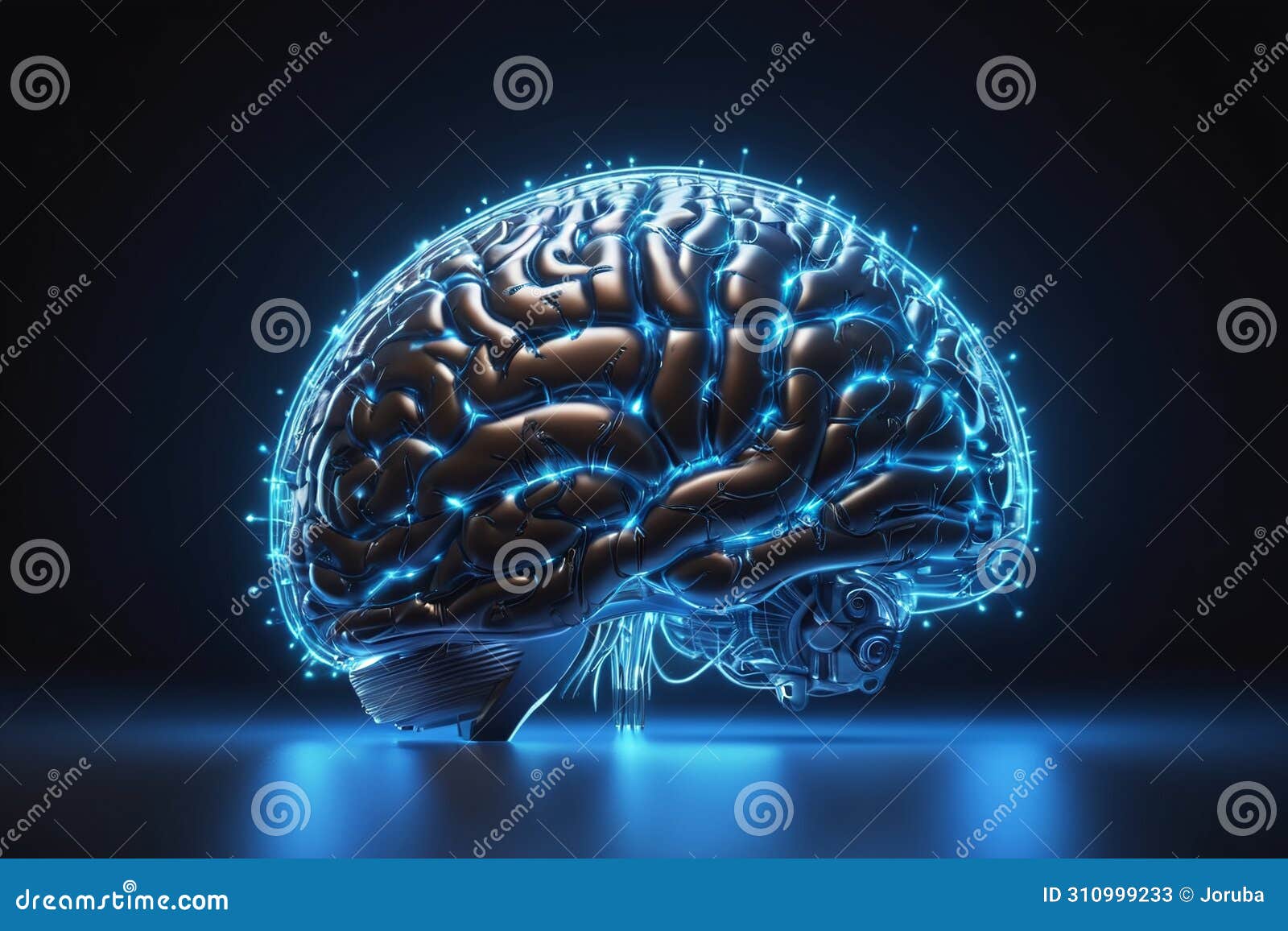 Scientifical Illustration of Human Brain Stock Illustration ...