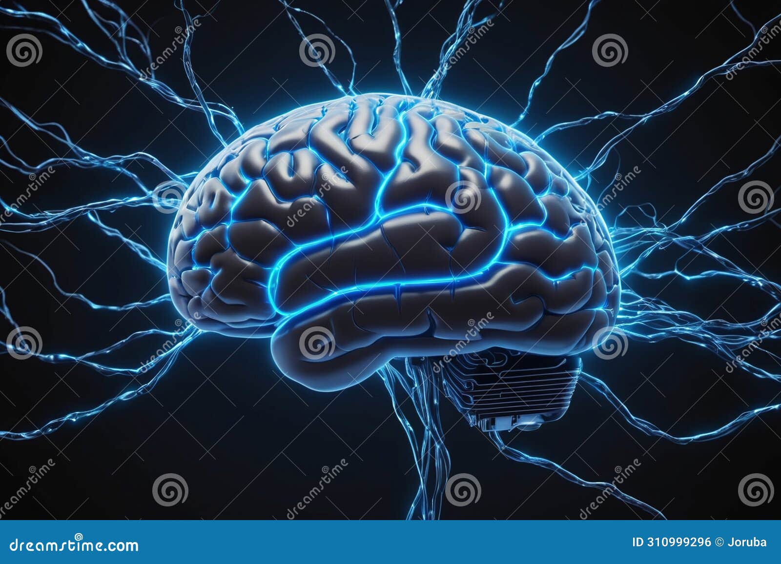 Scientifical Illustration of Human Brain Stock Illustration ...