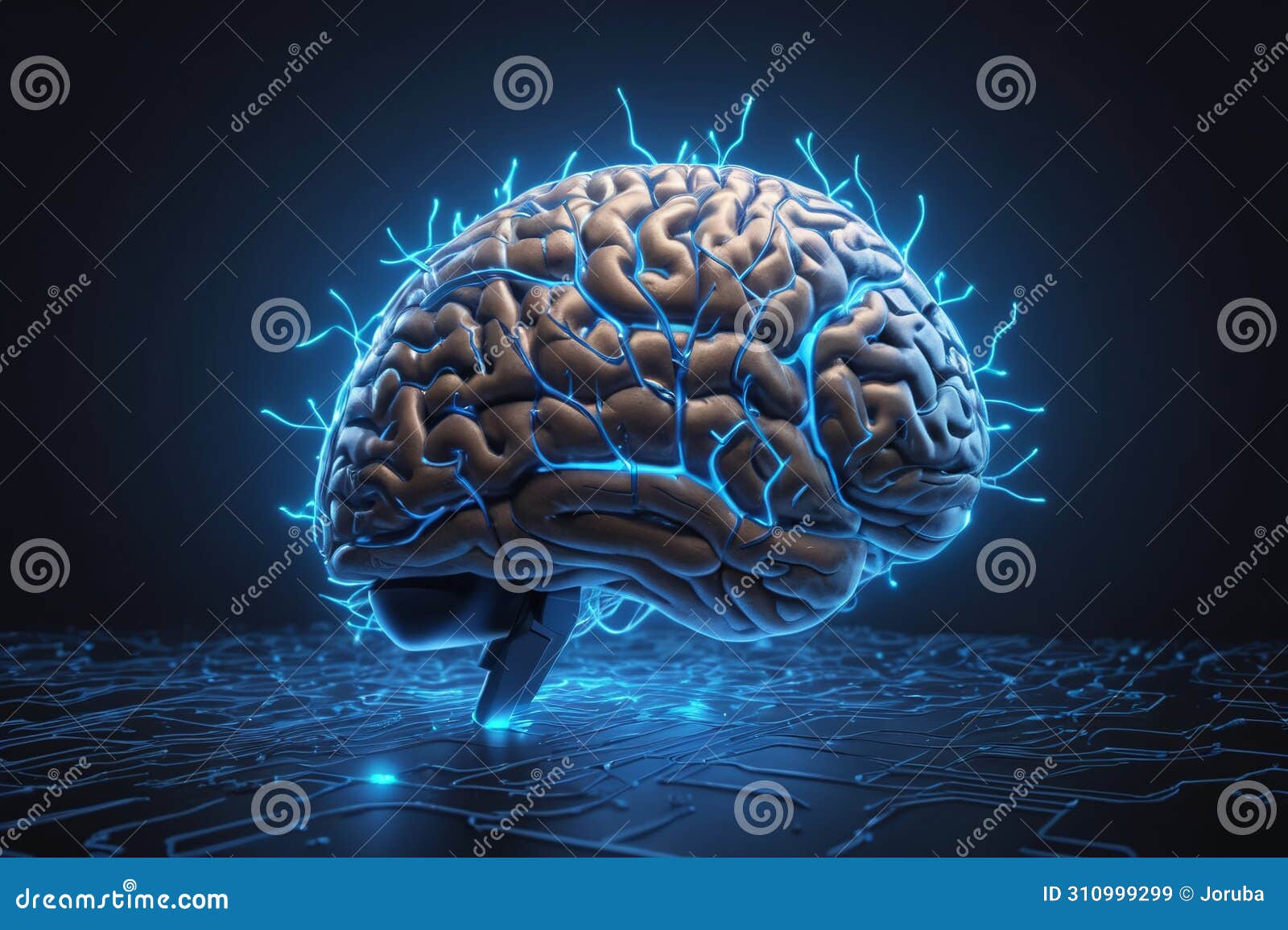 Scientifical Illustration of Human Brain Stock Illustration ...