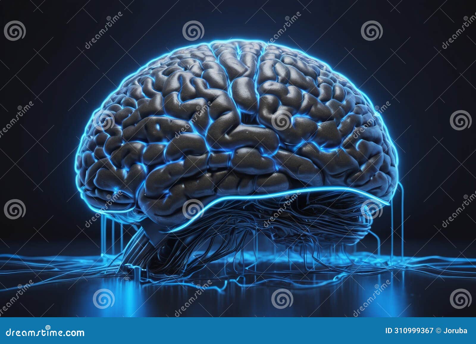 Scientifical Illustration of Human Brain Stock Illustration ...