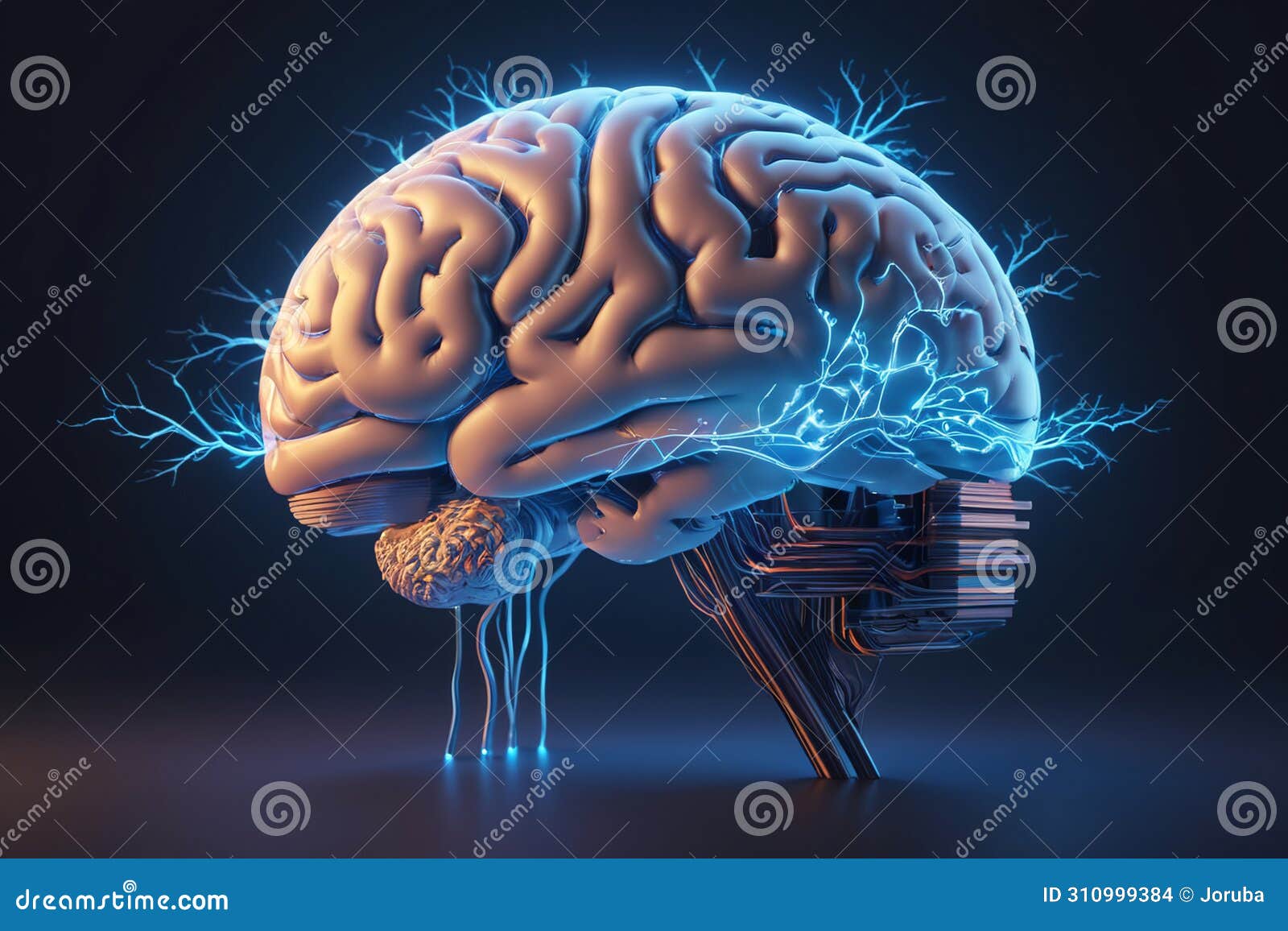 Scientifical Illustration of Human Brain Stock Illustration ...