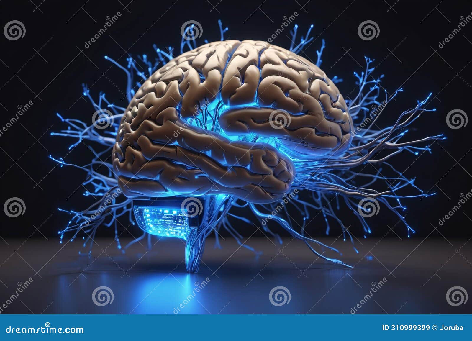 Scientifical Illustration of Human Brain Stock Illustration ...