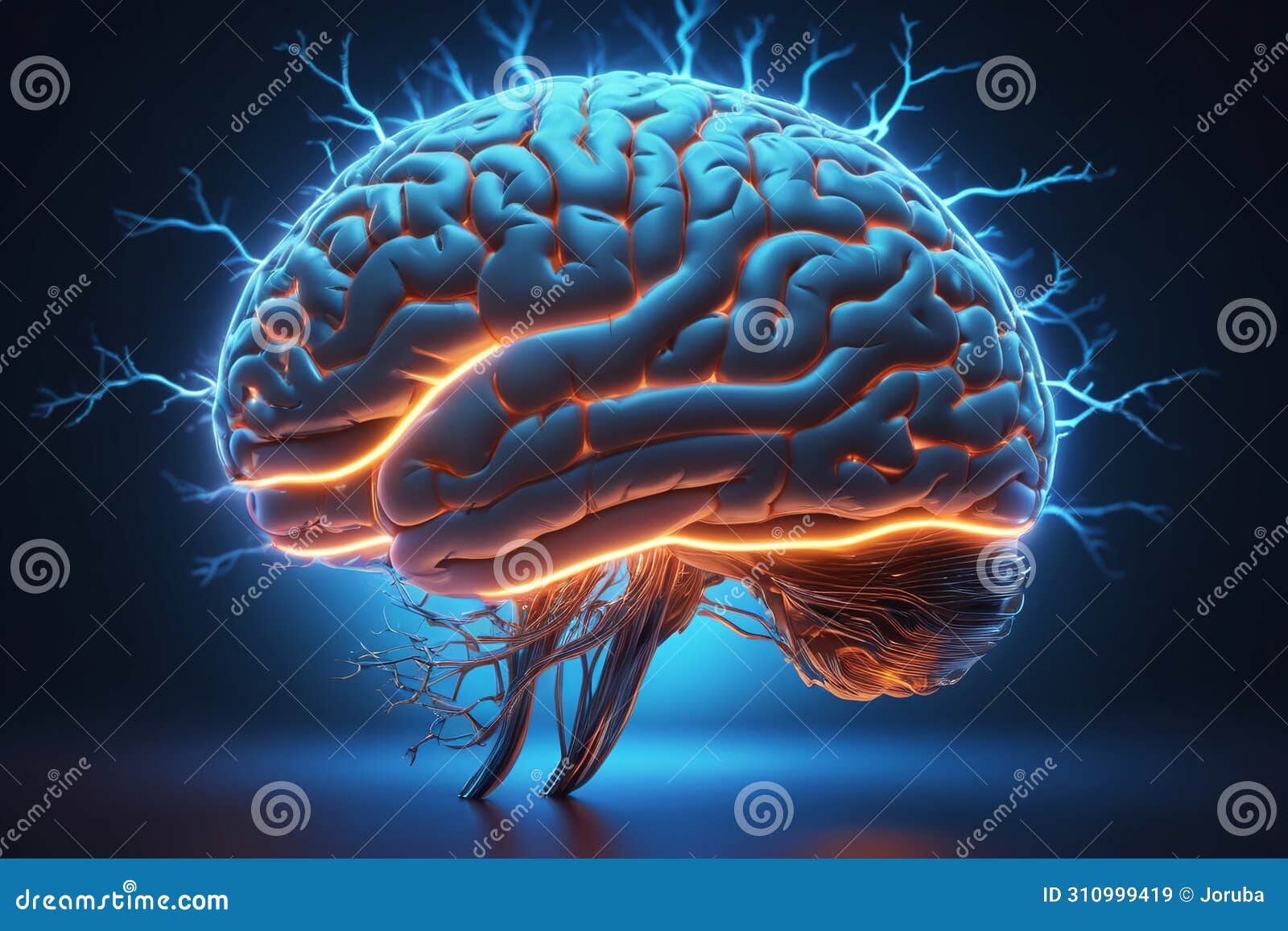 Scientifical Illustration of Human Brain Stock Illustration ...
