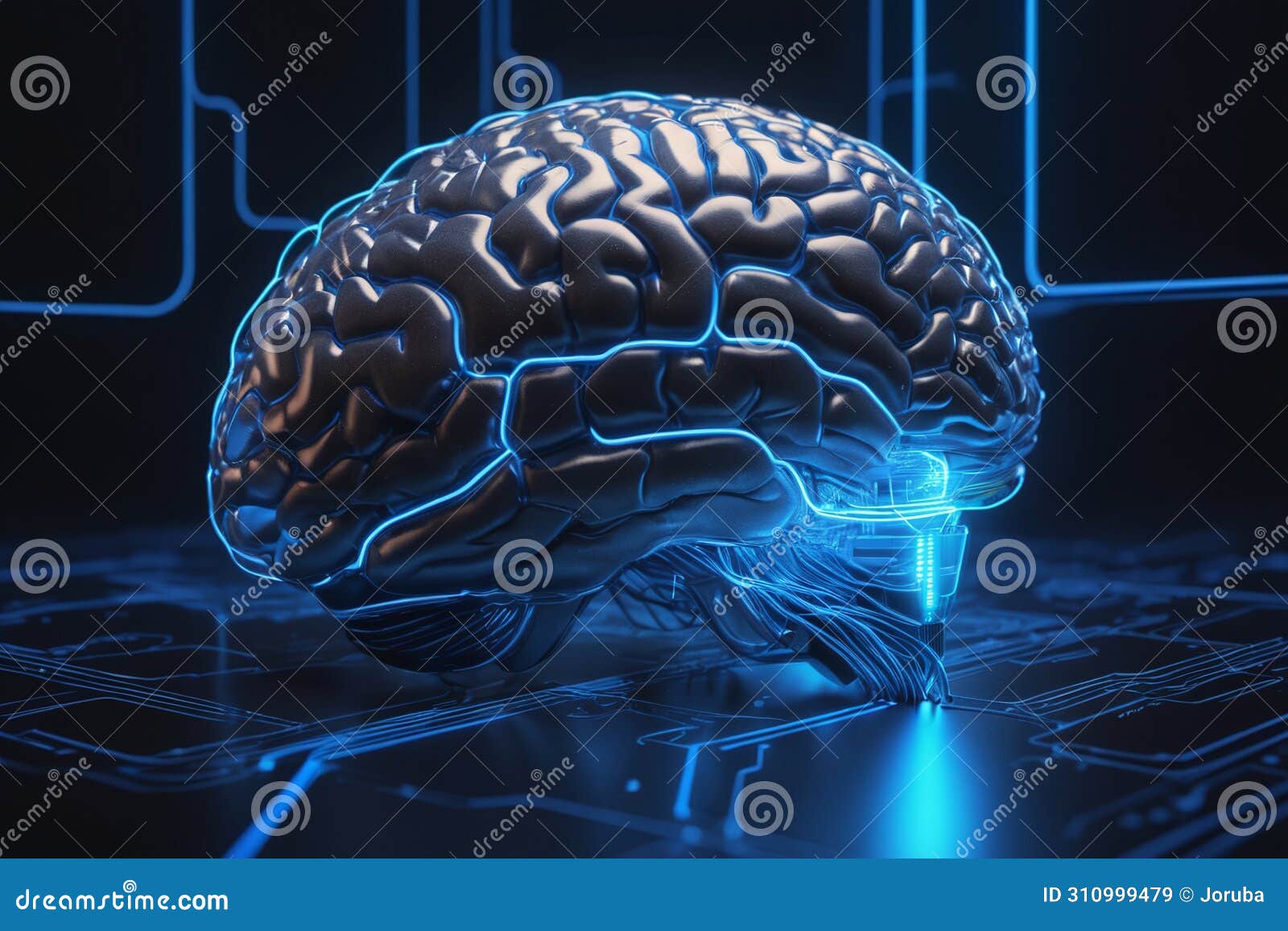 Scientifical Illustration of Human Brain Stock Illustration ...