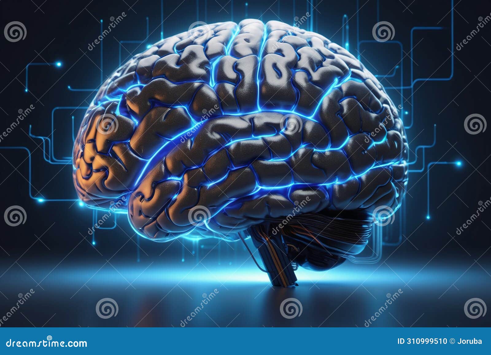 Scientifical Illustration of Human Brain Stock Illustration ...