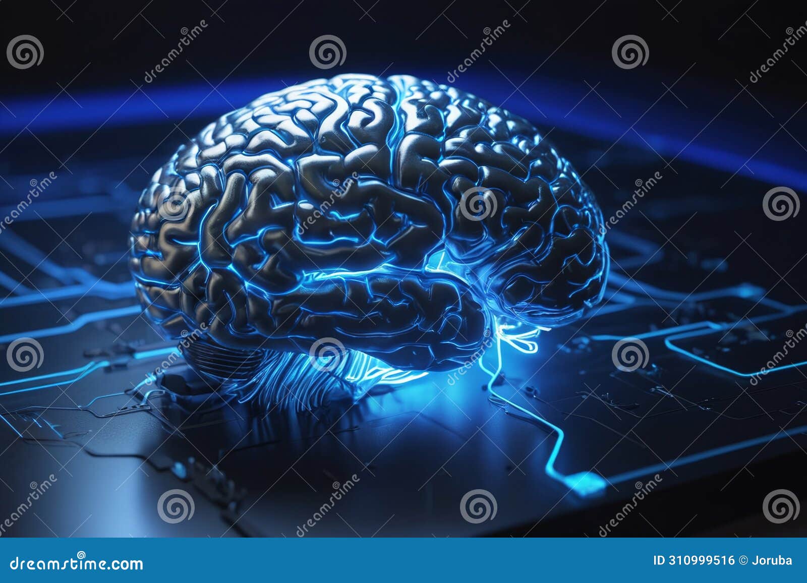 Scientifical Illustration of Human Brain Stock Illustration ...