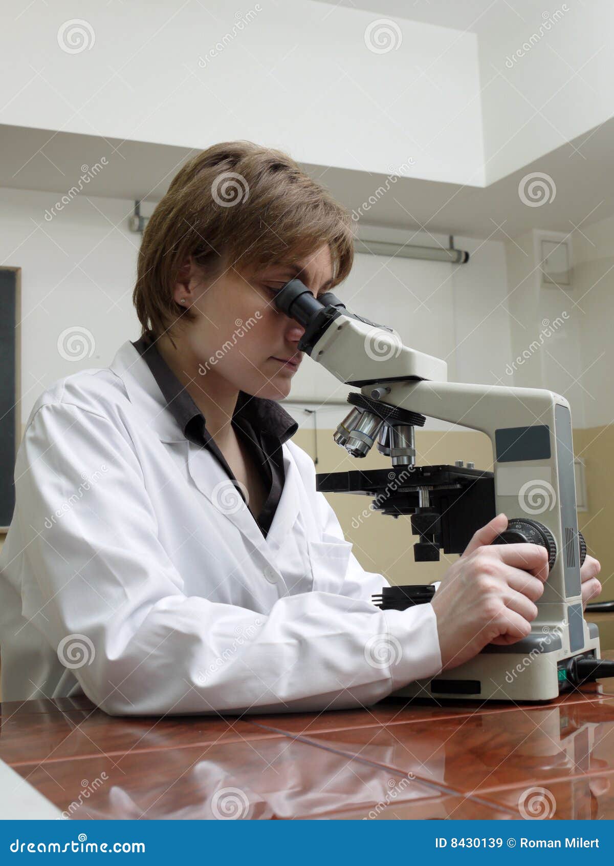 Scientis with microscope stock image. Image of medical - 8430139