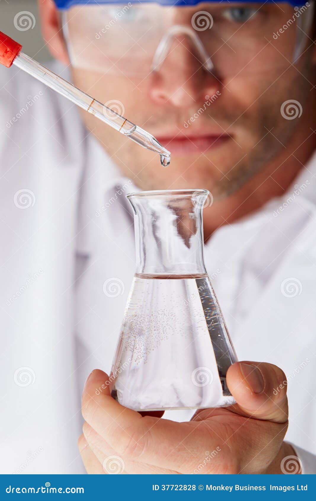 Scientist Adding Liquid To Flask from Dropper Stock Photo - Image of ...
