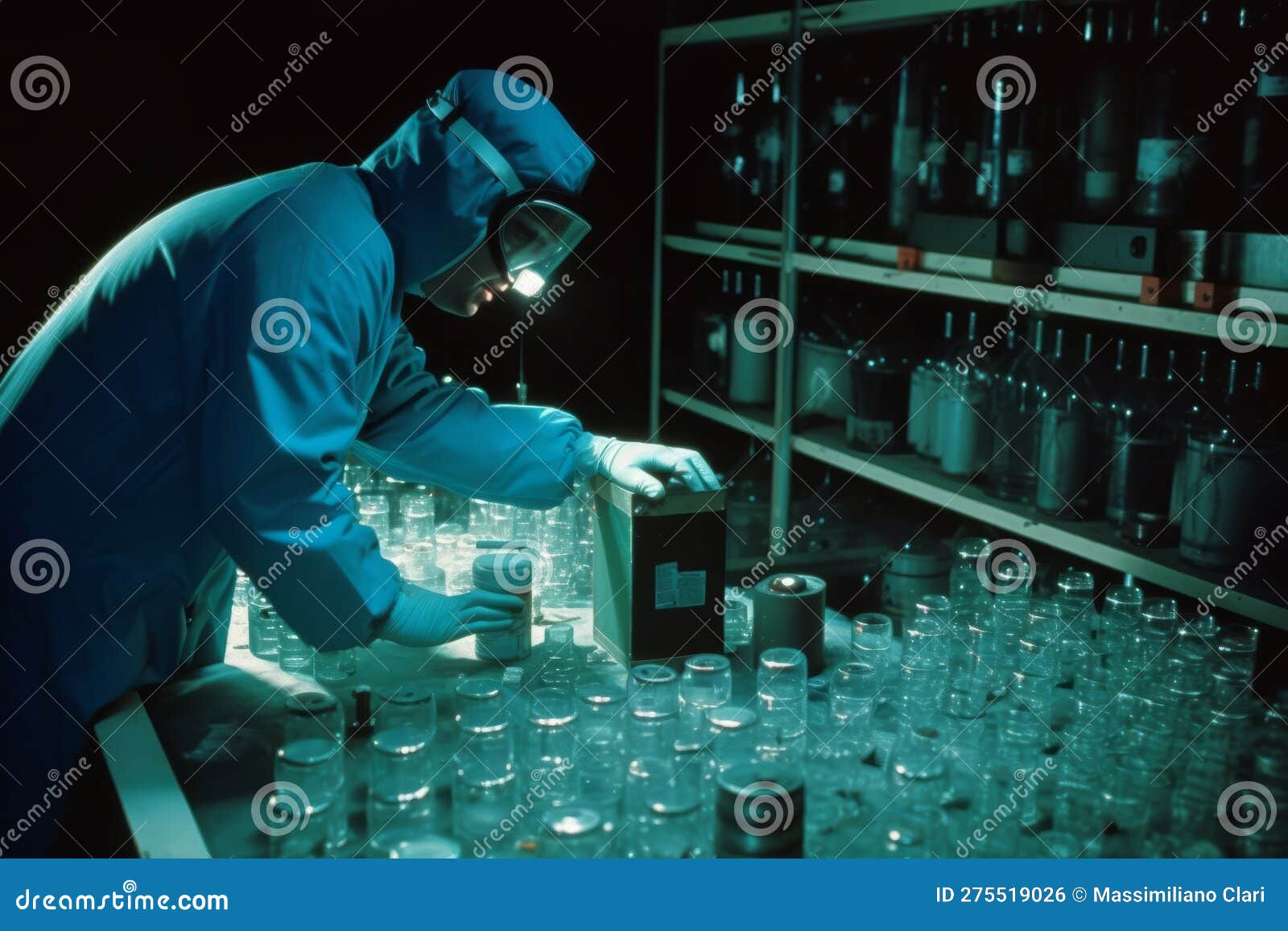 A Scientist Adjusting Knobs and Valves on a Large Container that Holds ...