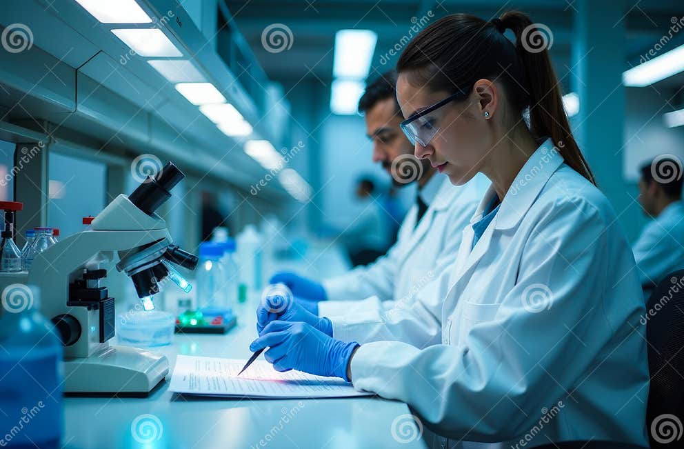 Scientist Analyzing Data in Laboratory Stock Photo - Image of study, technician: 345975930