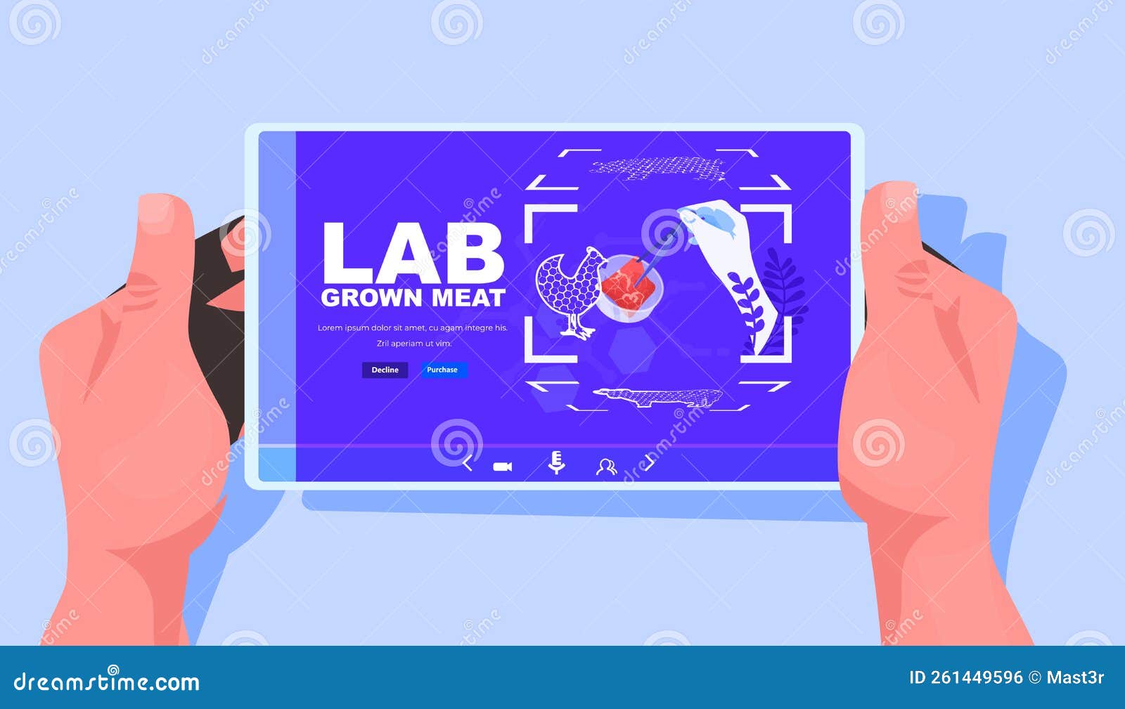 Scientist Analyzing Dna of Cultured Chicken Meat on Tablet Pc Screen ...