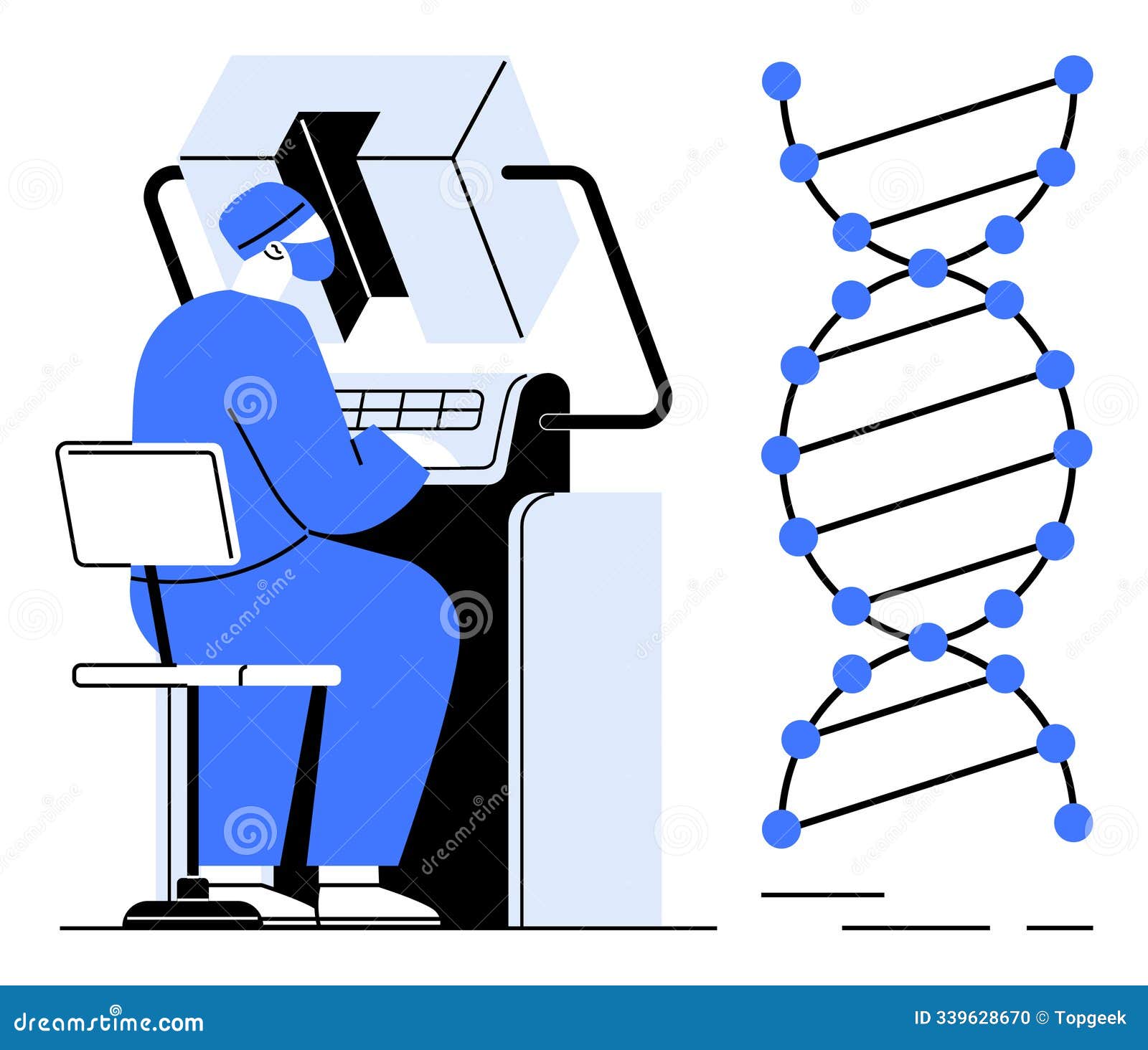 Scientist Analyzing Genetic Data Using Advanced Computer Technology ...