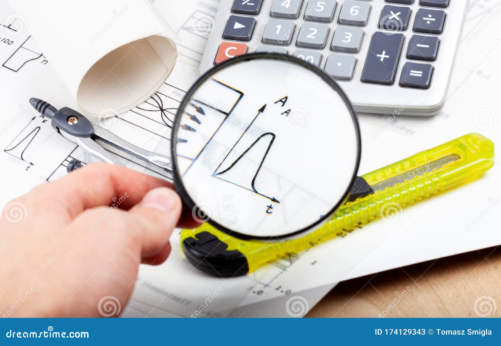 Scientist, Architect or Electrician Holding a Magnifying Glass and ...