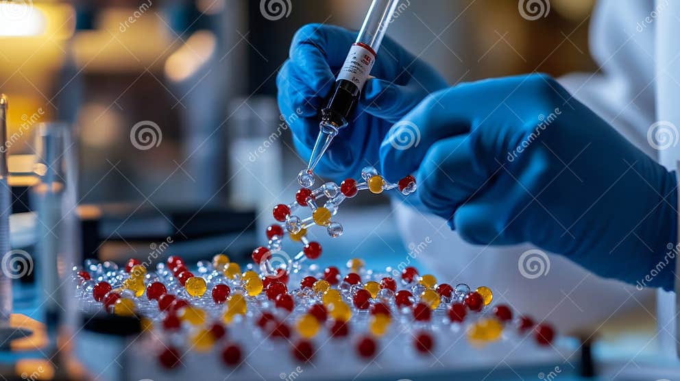 Scientist Assembling Molecular Structure with Lab Equipment Stock Image ...