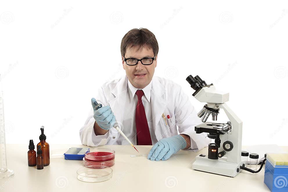 Scientist, Biologist at Work Preparing Slides Stock Image - Image of ...