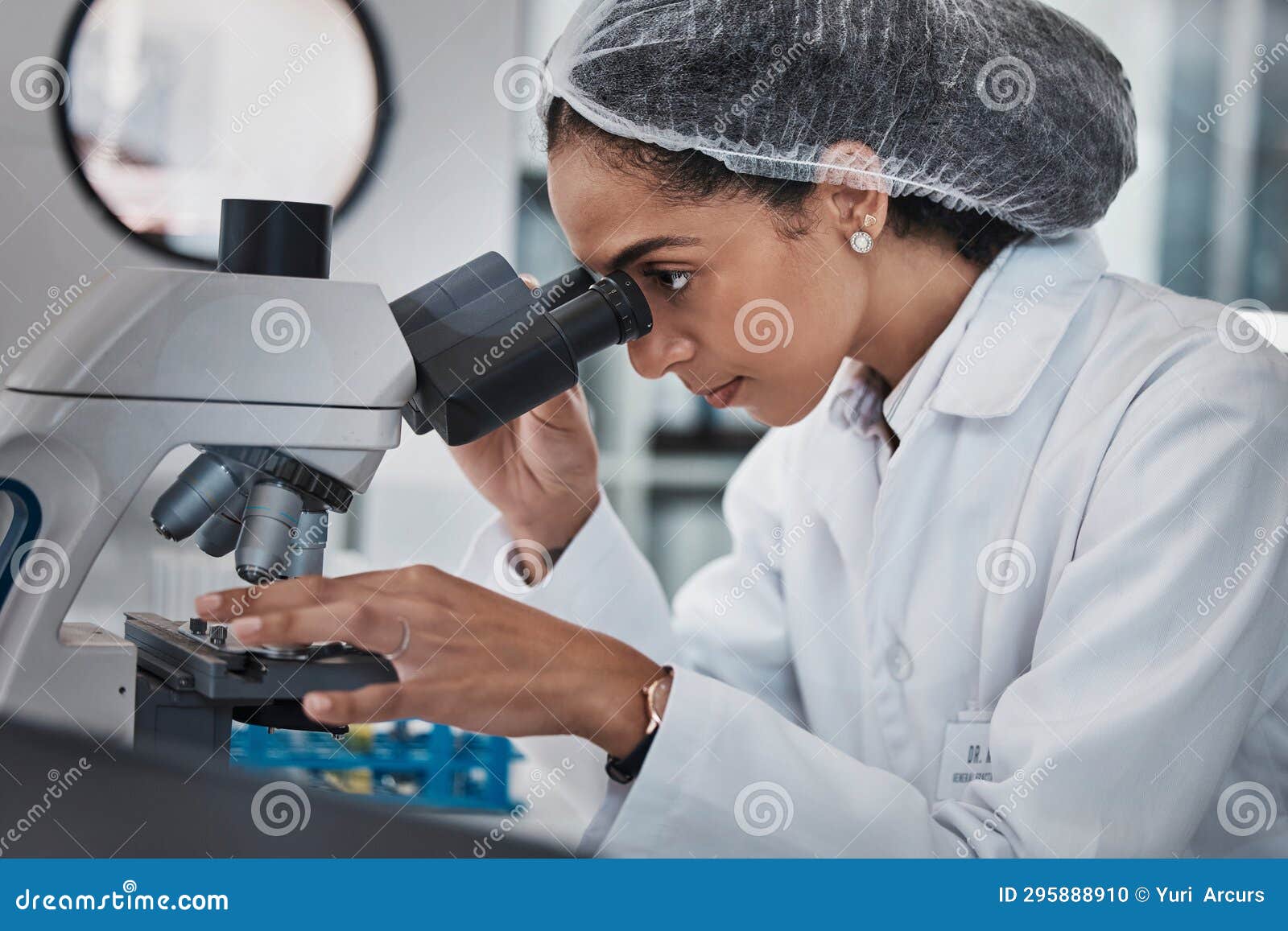 Scientist, Black Woman and Microscope, Analysis of Data and Science ...
