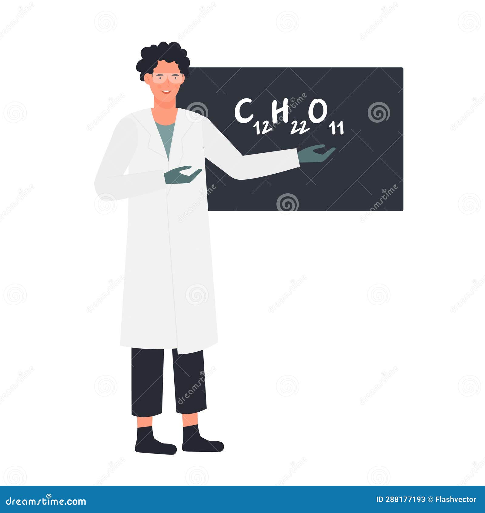 Scientist at blackboard stock vector. Illustration of diagram - 288177193