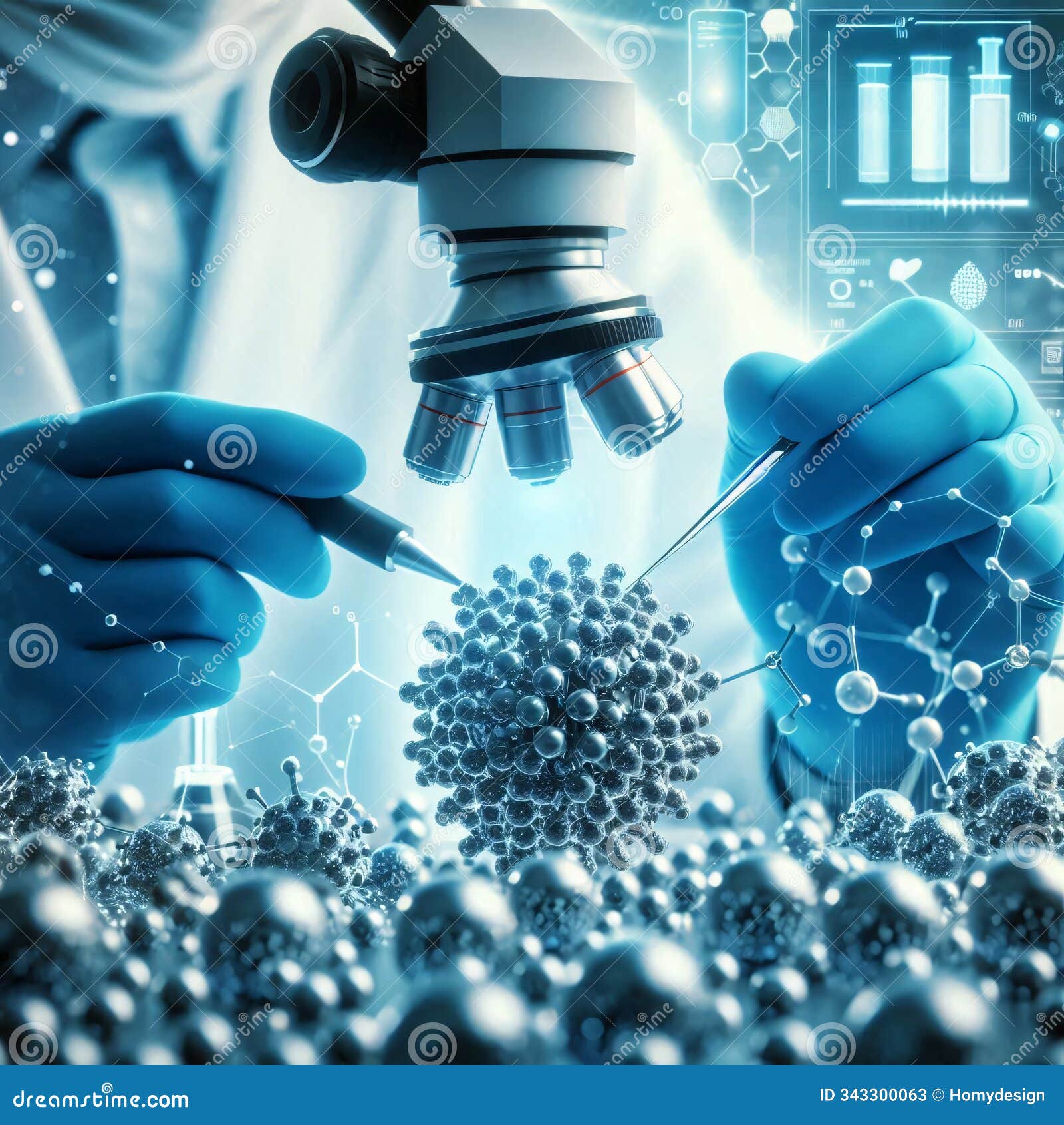 A Scientist in Blue Gloves Uses Tools To Manipulate a Molecular ...