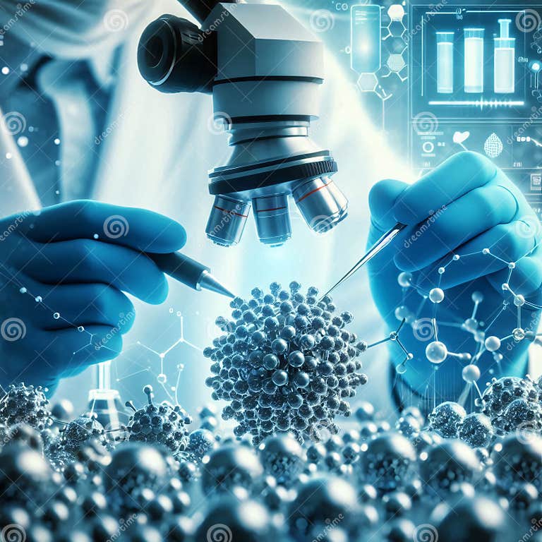 A Scientist in Blue Gloves Uses Tools To Manipulate a Molecular ...