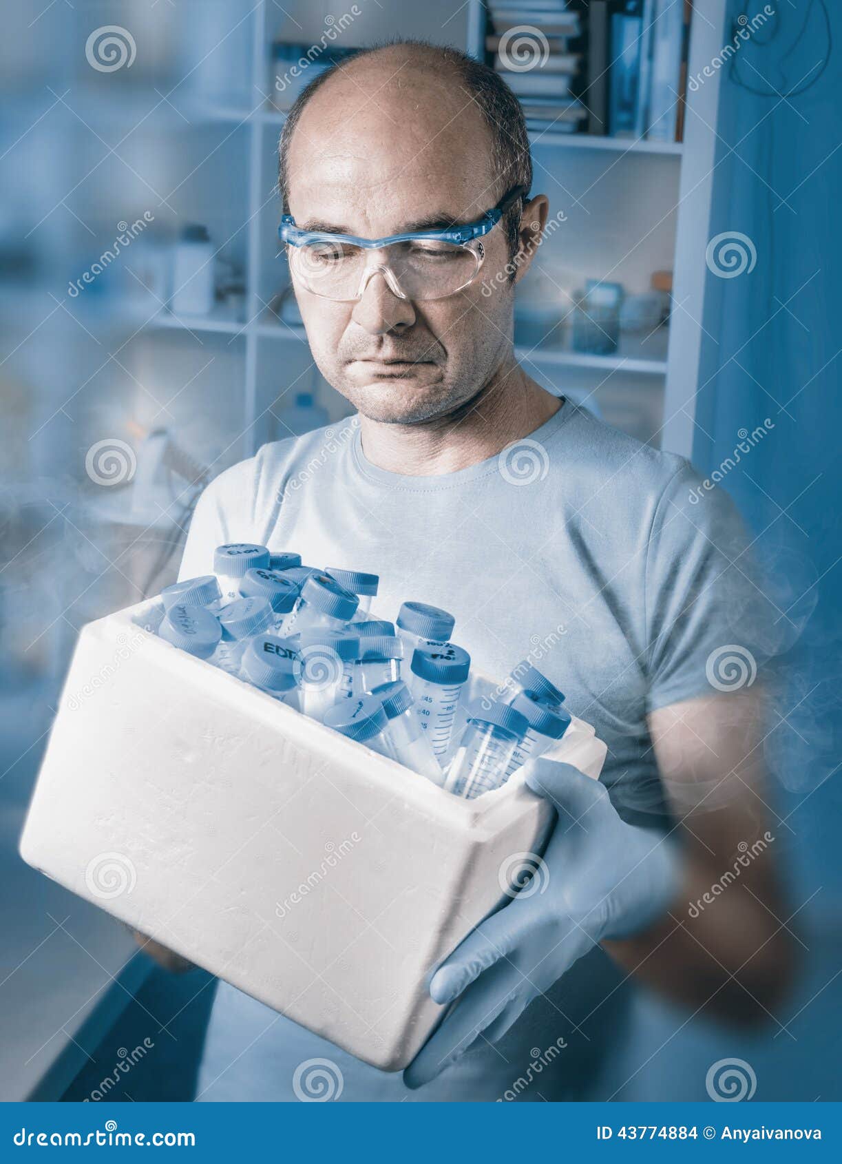 Scientist with Box of Samples Stock Photo - Image of modern, laboratory ...