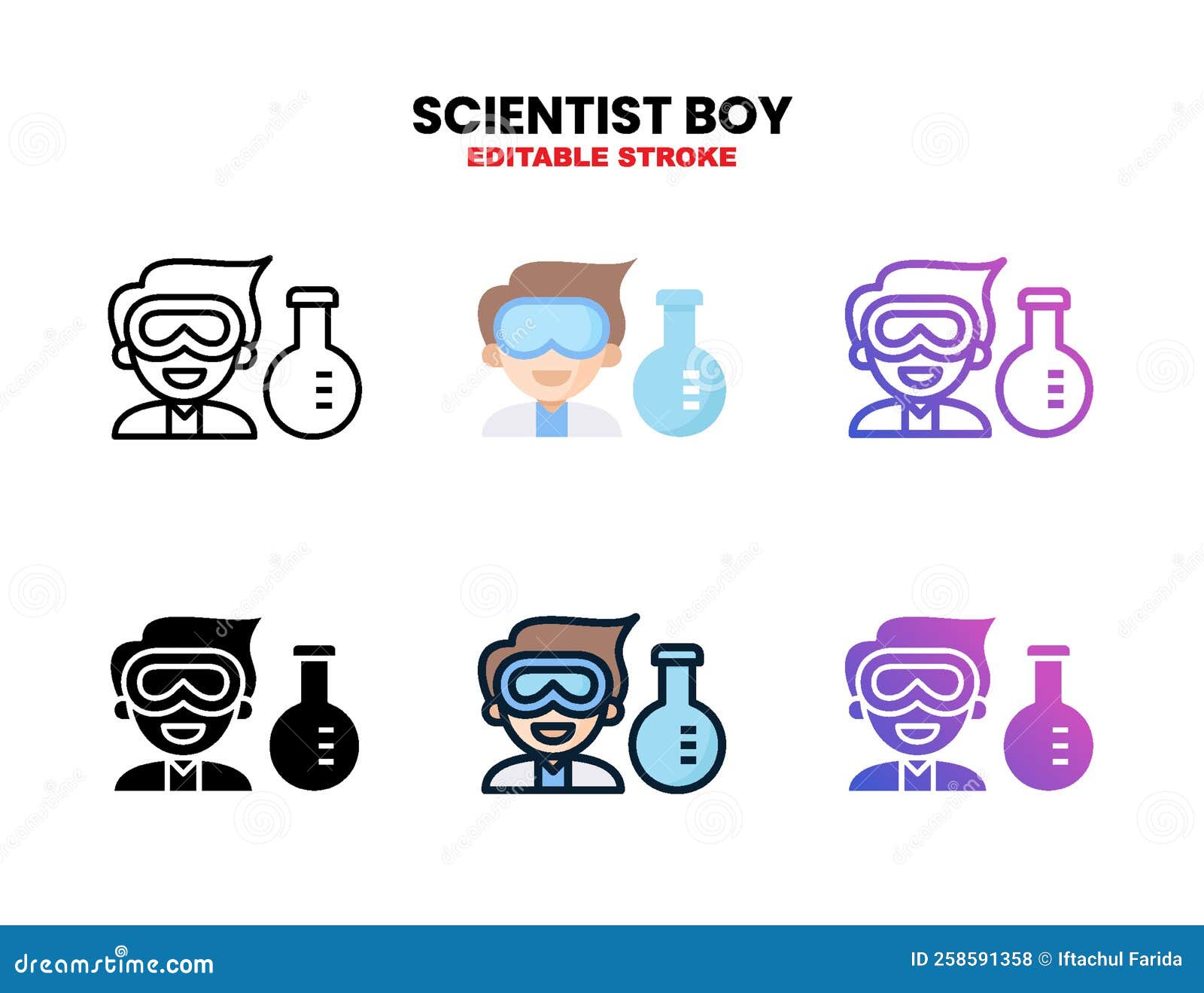 Scientist Boy Icon Set with Different Styles. Stock Vector ...