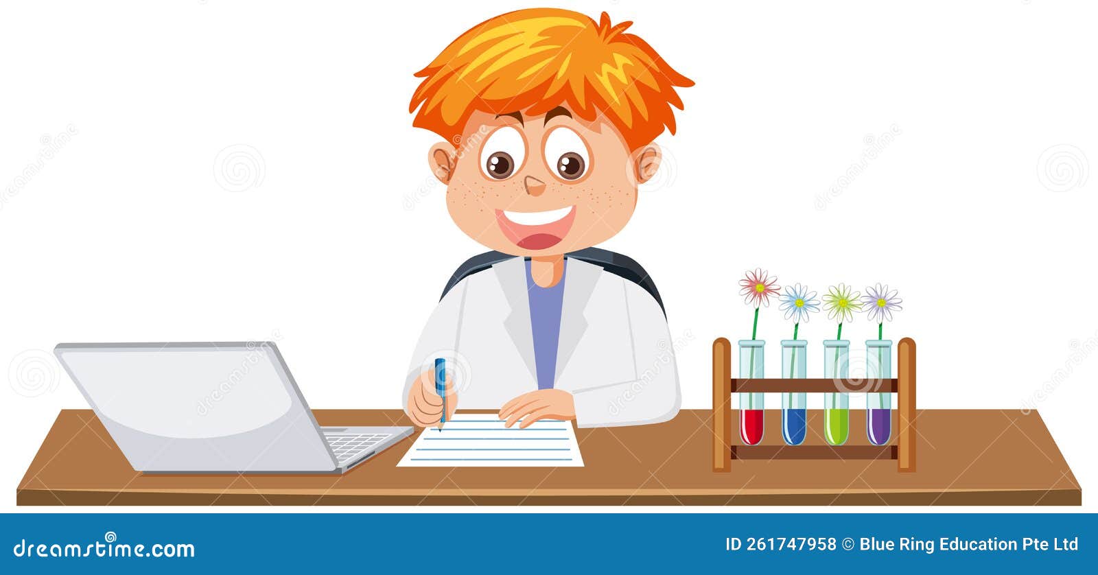 Scientist Boy Writing on Paper Stock Vector - Illustration of science ...