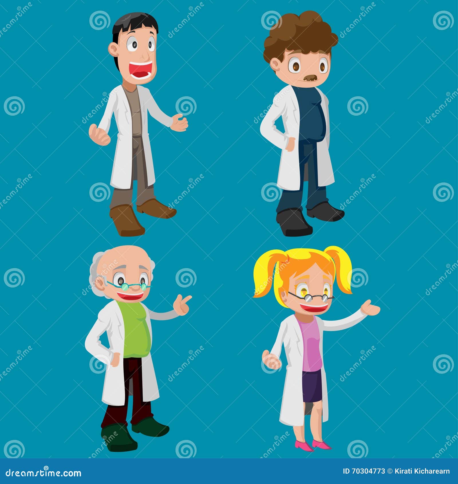 Scientist Cartoon Character Cute Set Stock Illustration - Illustration ...