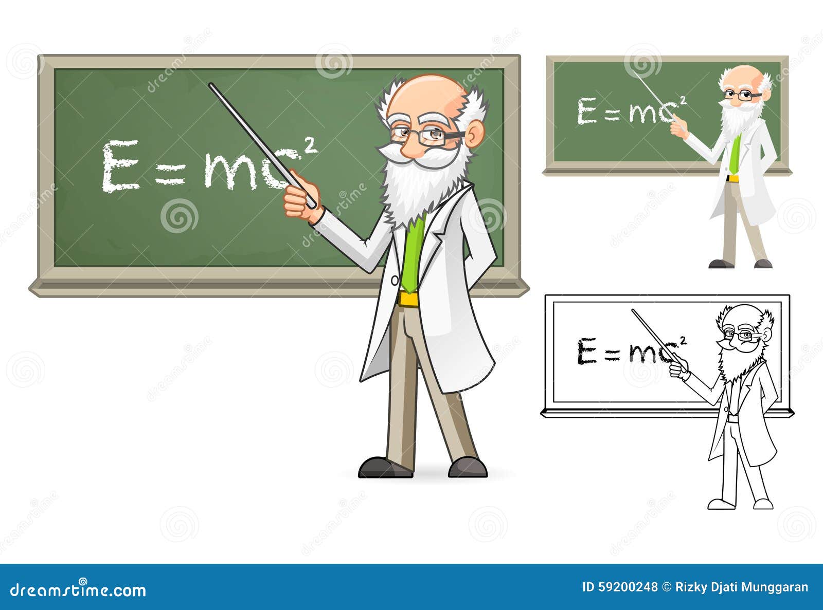 Scientist Cartoon Character Leaning Against A Temperature ...